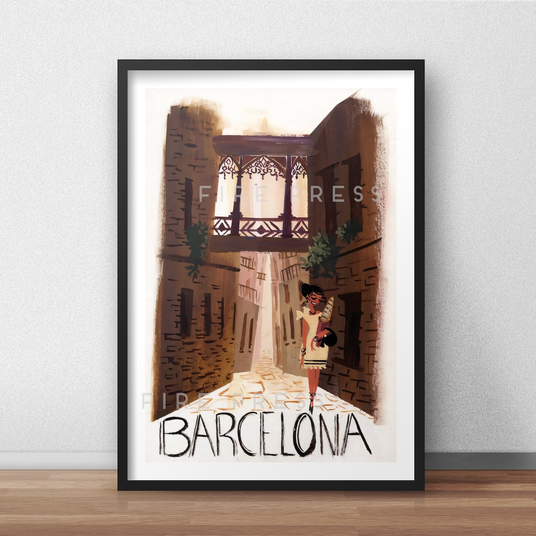 Retro Barcelona Poster / Print / Spain Travel Print / Travel Poster ...