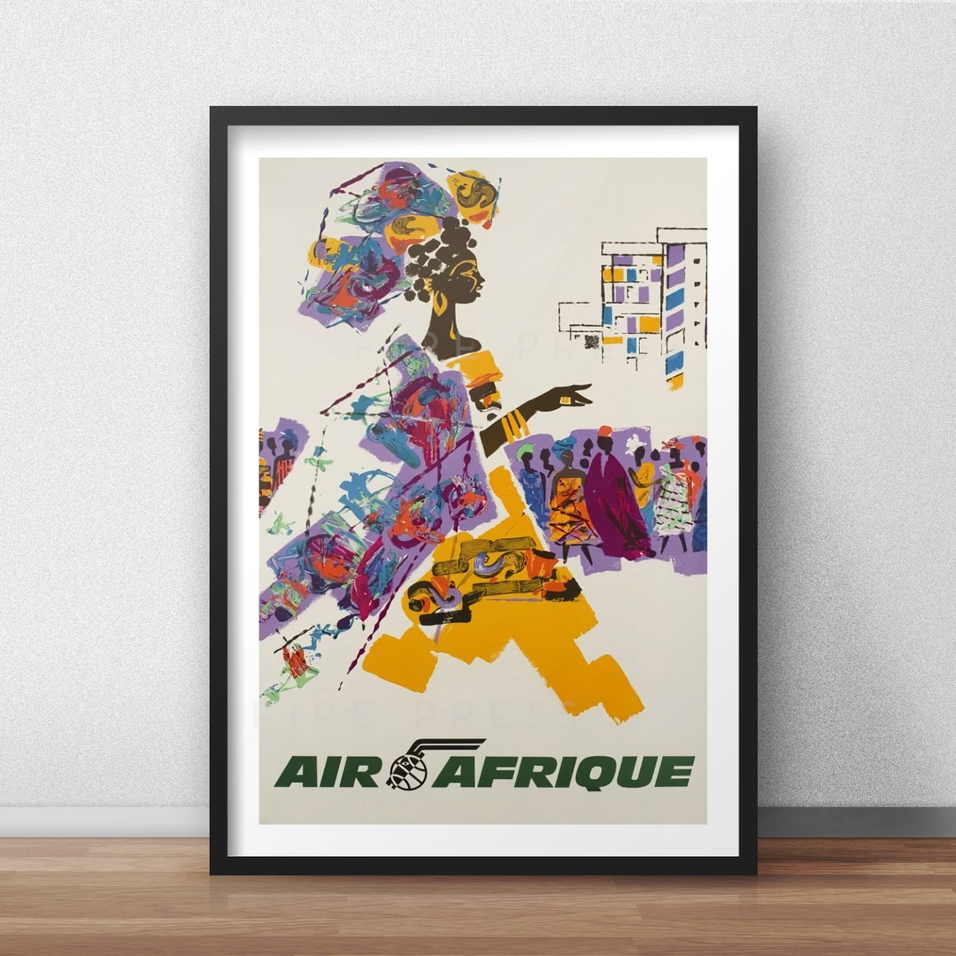 Restored Air Afrique Print / Africa Travel Poster / Travel Print ...