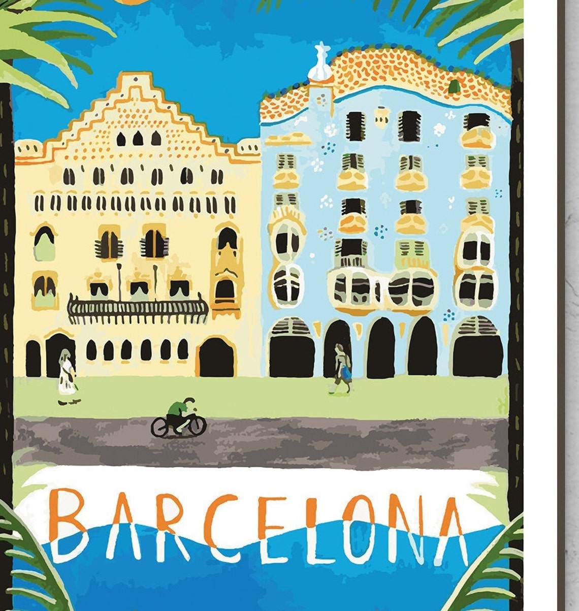 Restored Vintage Barcelona Poster / Print / Spain Travel Print - Etsy