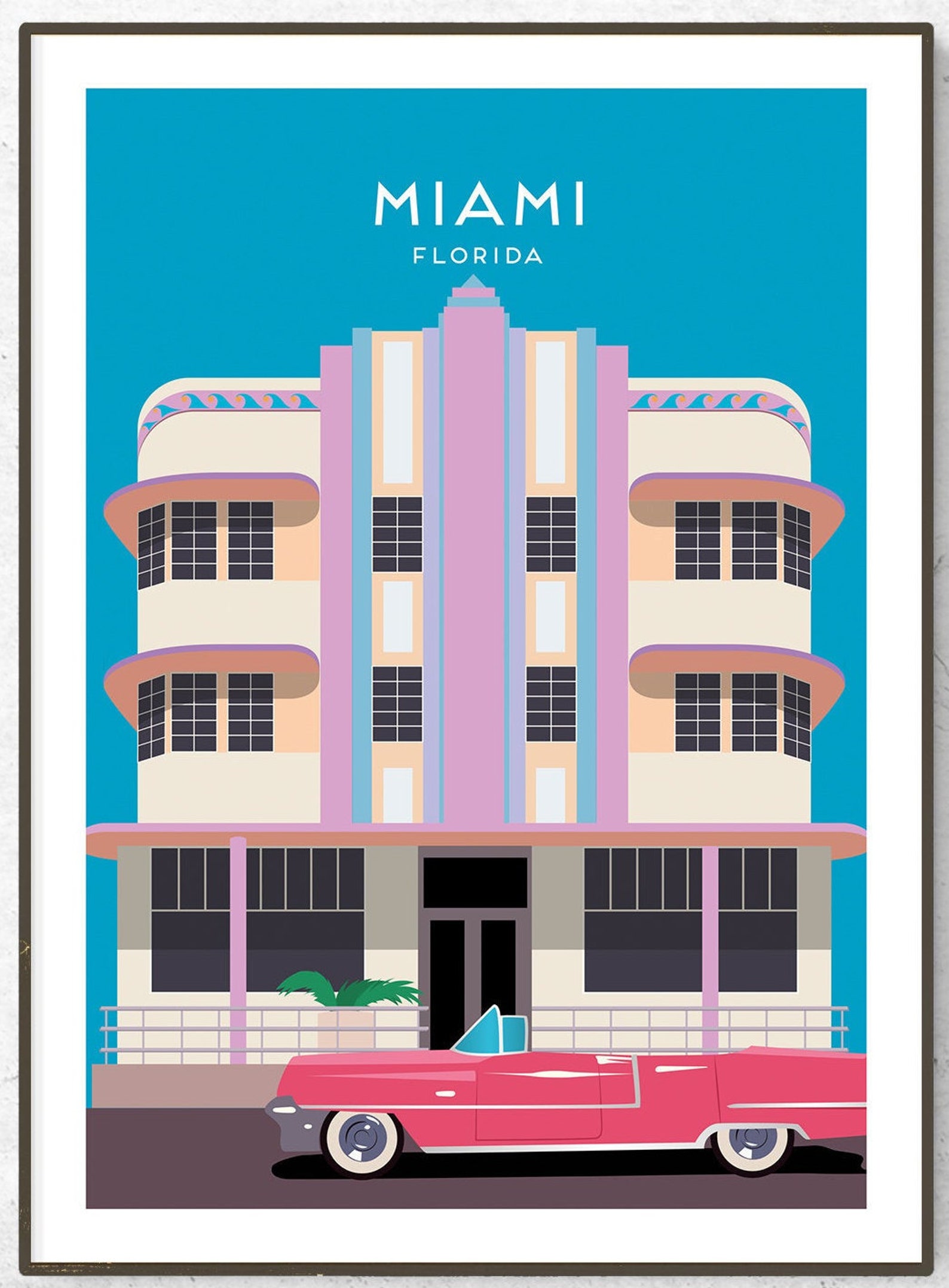 Miami Poster / Print / America Travel Print / Travel Poster / - Etsy