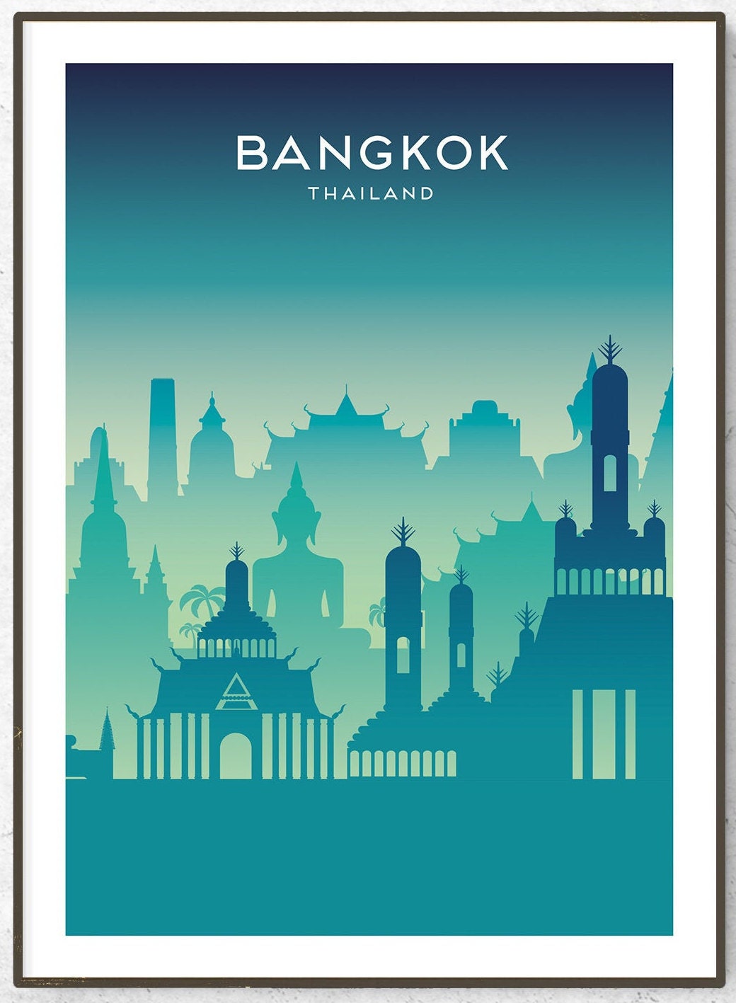 Bangkok Skyline Poster / Print / Thailand Travel Poster / - Etsy UK