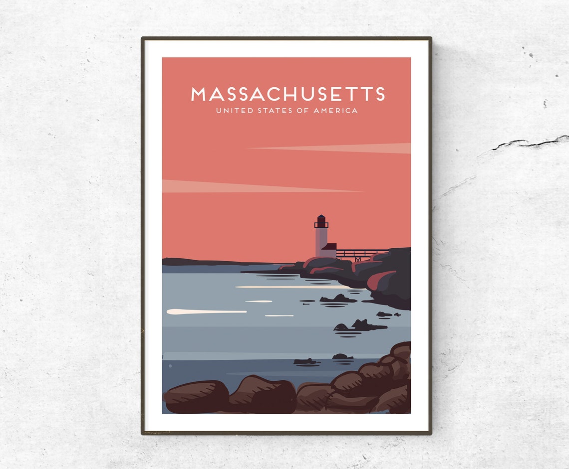 Massachusetts Poster / Print / America Travel Print / Travel - Etsy UK