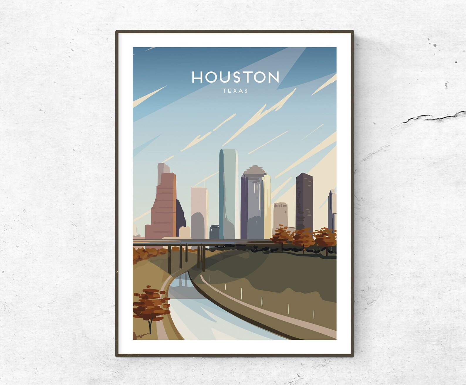 Houston Poster / Print / America Travel Print / Travel Poster - Etsy
