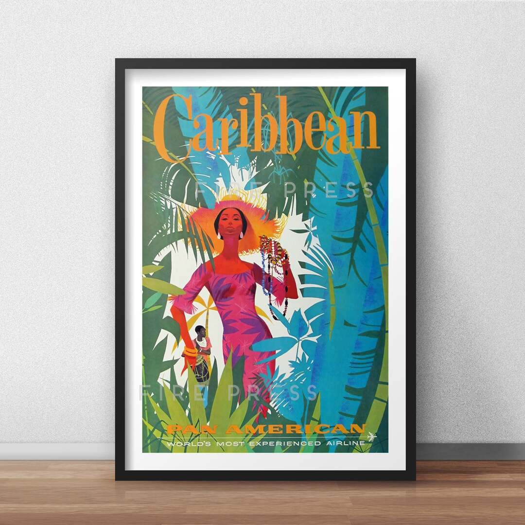 Caribbean Print / Caribbean Travel Poster / Retro Travel Print ...