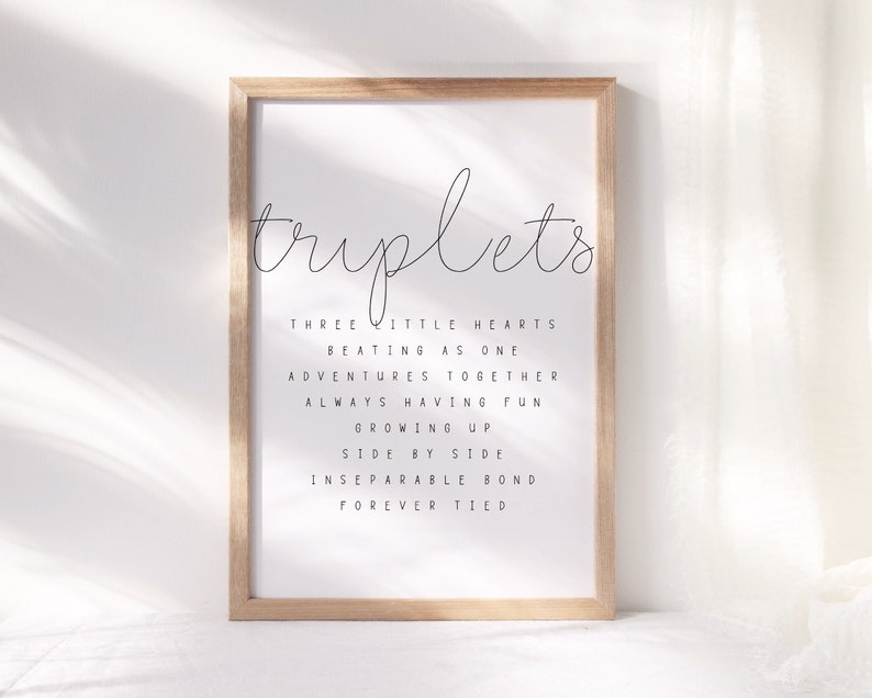 Triplets Baby Room Sign Wall Art Neutral Triplet Nursery Wall Decor ...