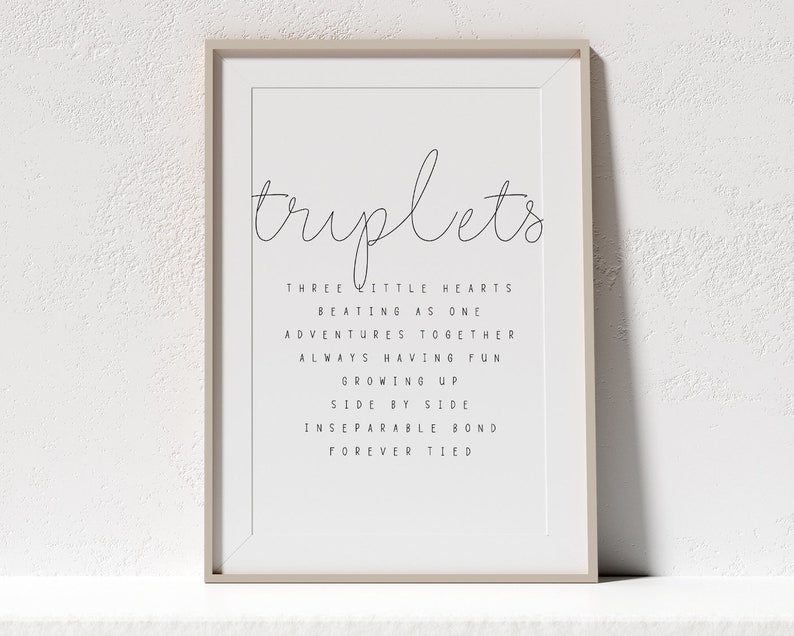 Triplets Baby Room Sign Wall Art Neutral Triplet Nursery - Etsy