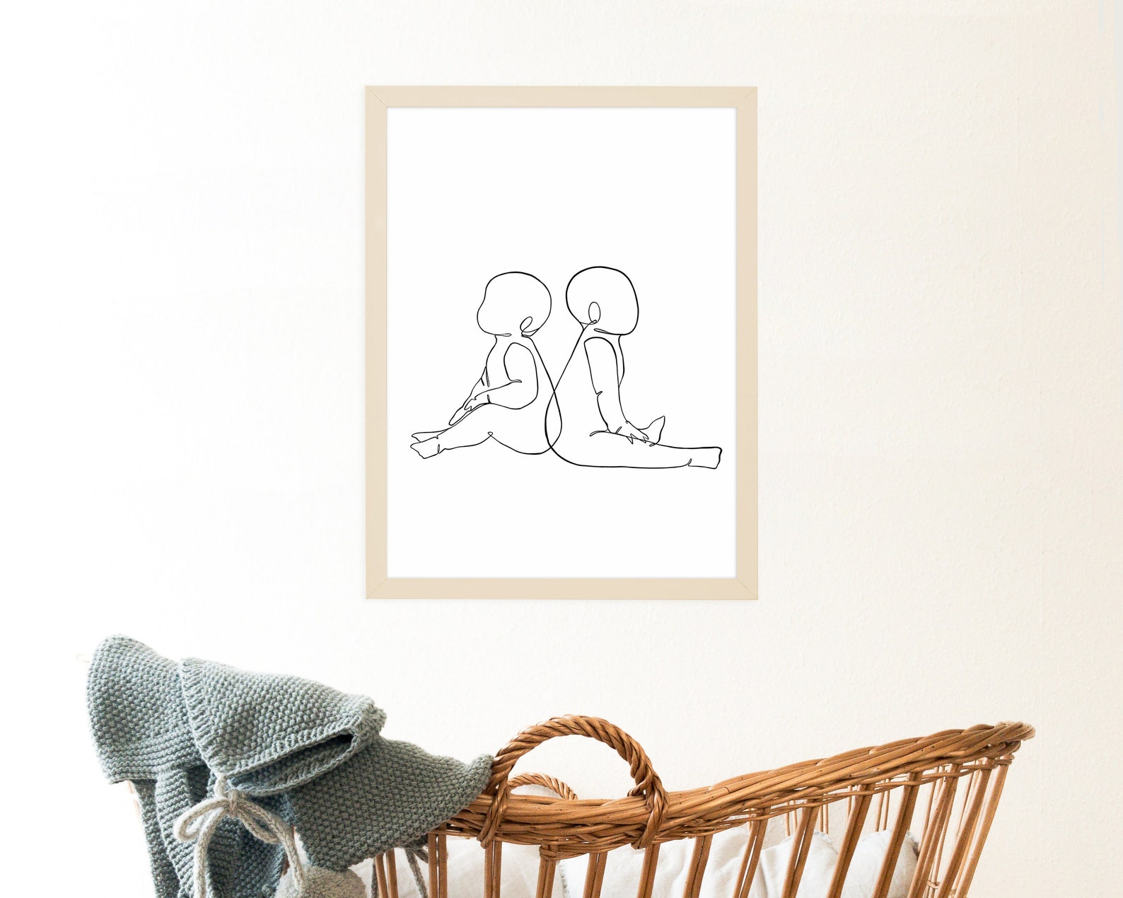 Twins Nursery Art Print Printable Lineart Wallart Gender - Etsy