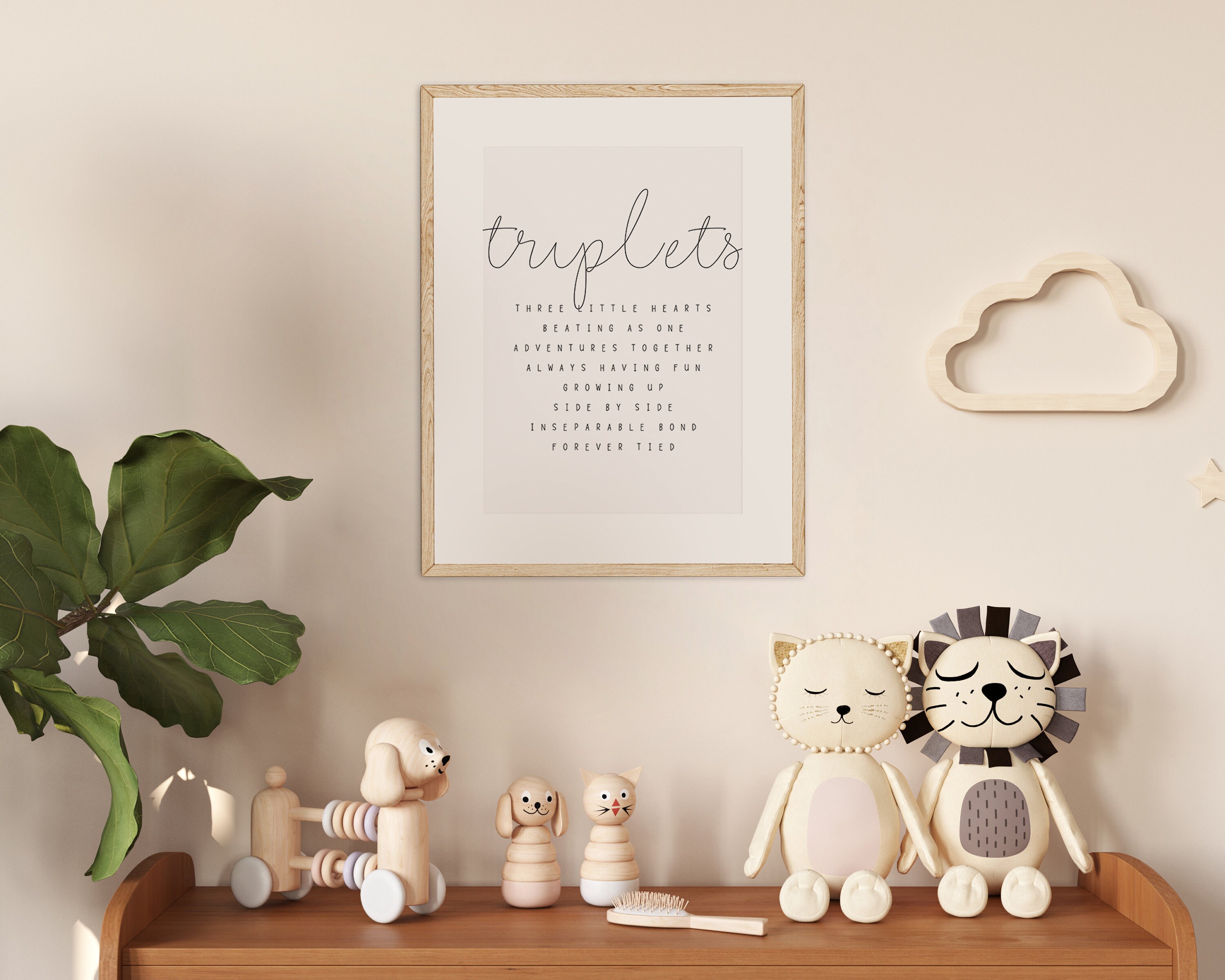Triplets Baby Room Sign Wall Art Neutral Triplet Nursery - Etsy