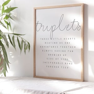 Triplets Baby Room Sign Wall Art | Neutral Triplet Nursery Wall Decor ...