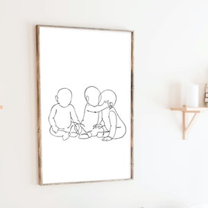 Triplets Nursery Art Print, Minimalist Nursery, One Line Drawing Poster ...