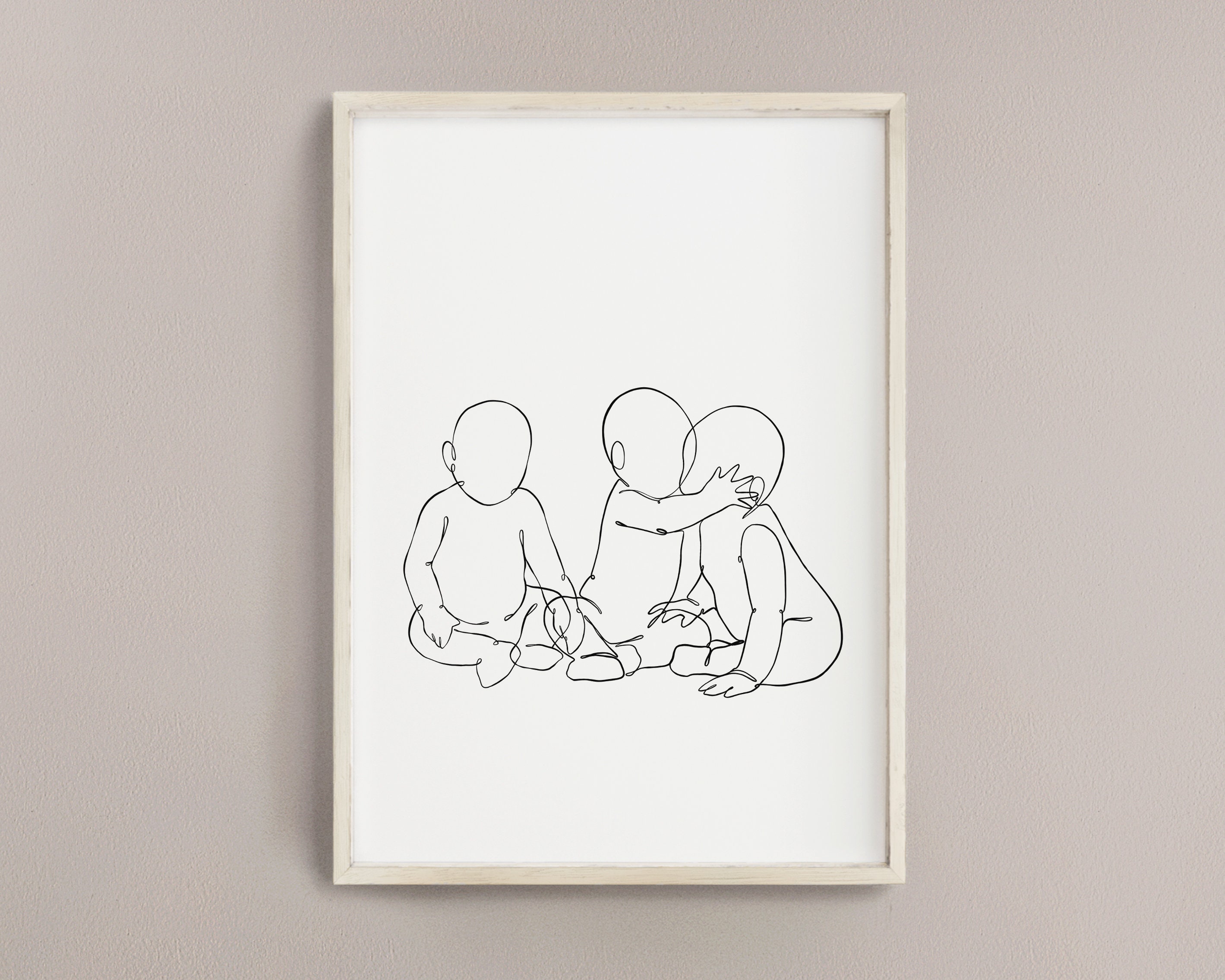 Triplets Nursery Art Print Minimalist Nursery One Line - Etsy