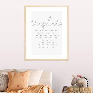 Triplets Baby Room Sign Wall Art | Neutral Triplet Nursery Wall Decor ...