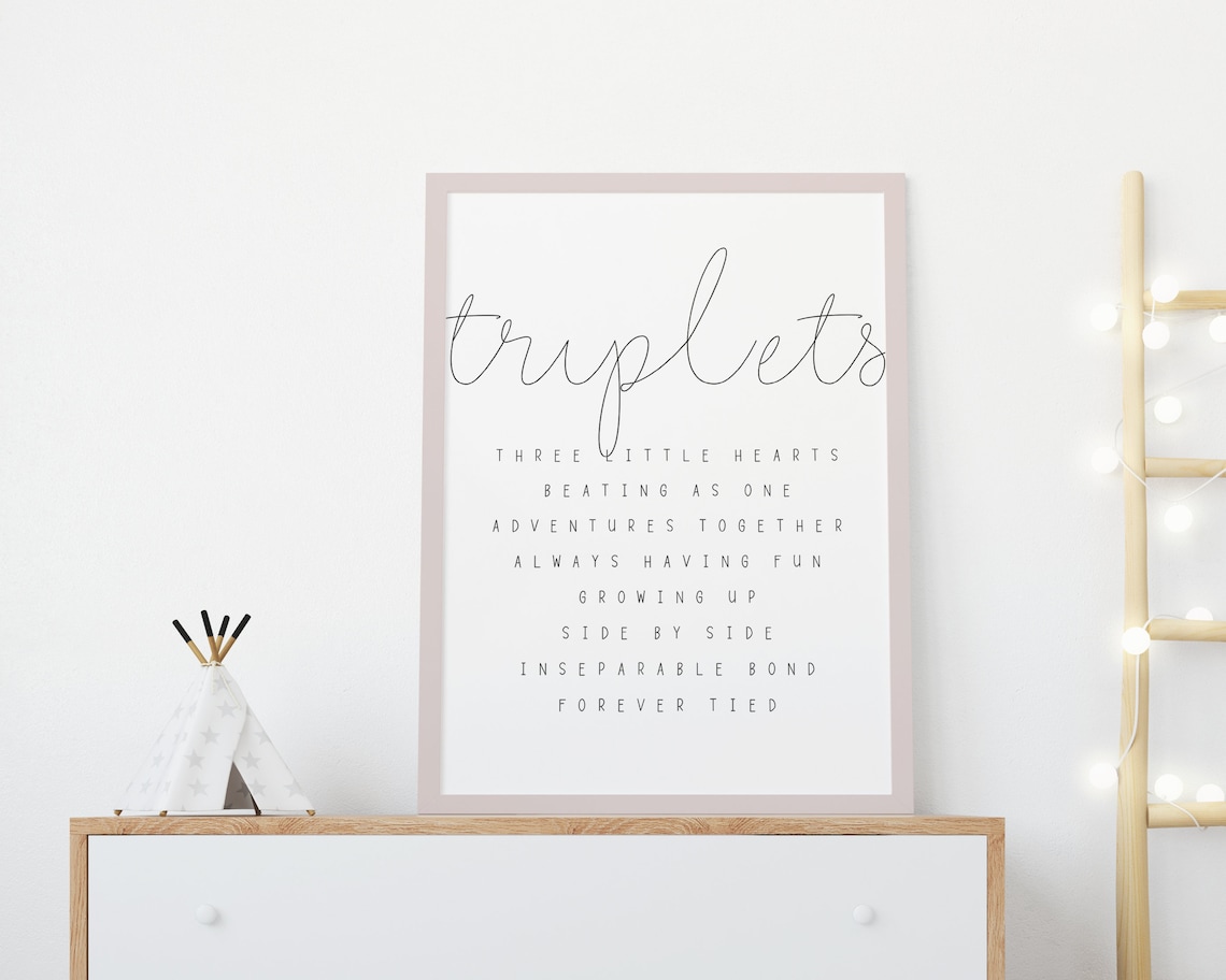 Triplets Baby Room Sign Wall Art Neutral Triplet Nursery - Etsy