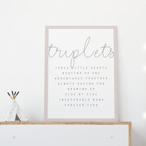 Triplets Baby Room Sign Wall Art | Neutral Triplet Nursery Wall Decor ...