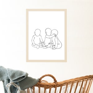 Triplets Nursery Art Print, Minimalist Nursery, One Line Drawing Poster ...