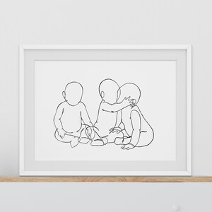 Triplets Nursery Art Print, Minimalist Nursery, One Line Drawing Poster ...