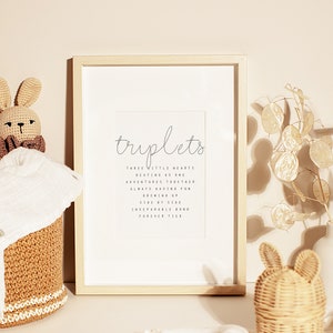 Triplets Baby Room Sign Wall Art | Neutral Triplet Nursery Wall Decor ...