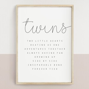 Twin Nursery Wall Decor SET | Modern Minimalist Twin Nursery Wall Art ...