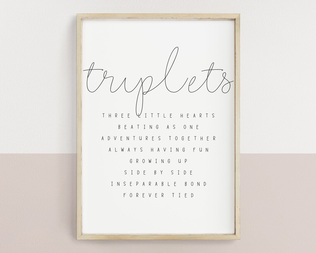 Triplets Baby Room Sign Wall Art | Neutral Triplet Nursery Wall Decor ...