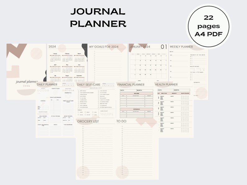 Journal Planner Printable - Instant Download, Digital, Weekly Planner ...