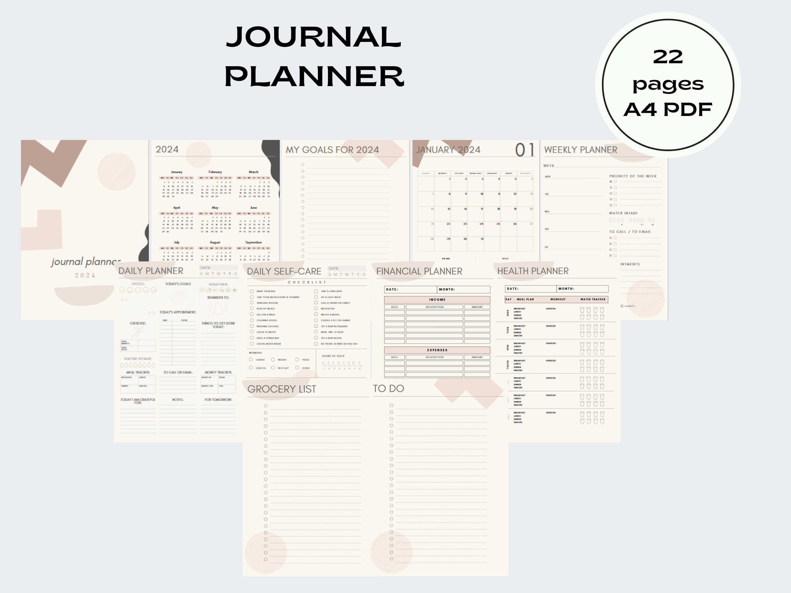 Journal Planner Printable - Instant Download, Digital, Weekly Planner ...