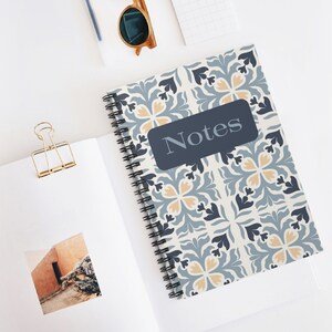 Blue Tile Spiral Notebook Ruled Line - Etsy