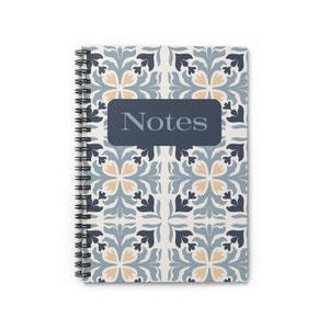 Blue Tile Spiral Notebook Ruled Line - Etsy