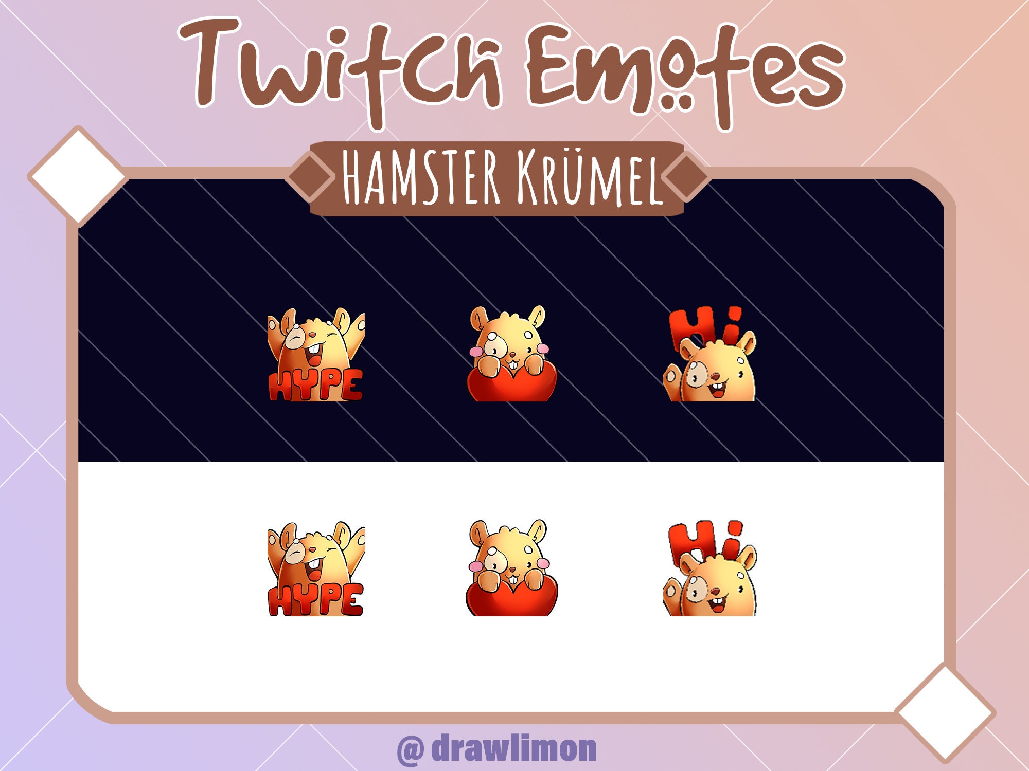 Emotes - Twitch Pack - Hamster Edition - Stream Rodent Emote Hype Hi ...