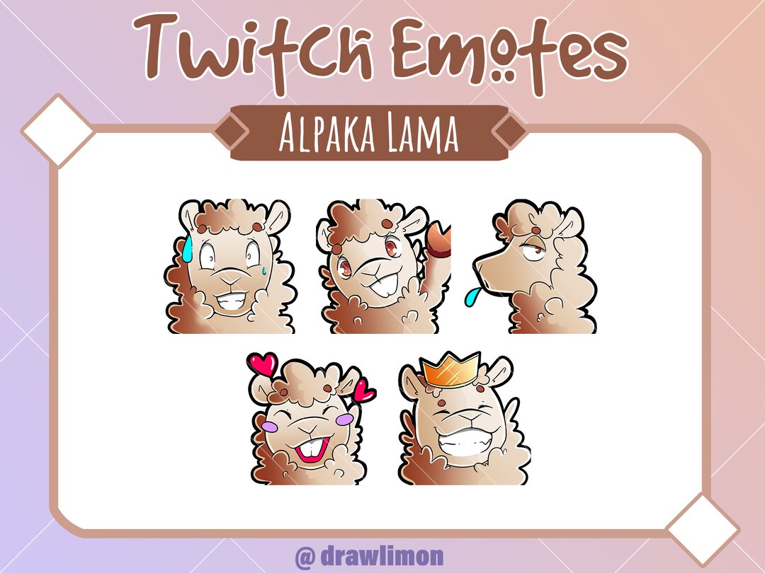 Emotes - Twitch Pack - Alpaca - Lama Edition - Stream Emote Hype Hi ...