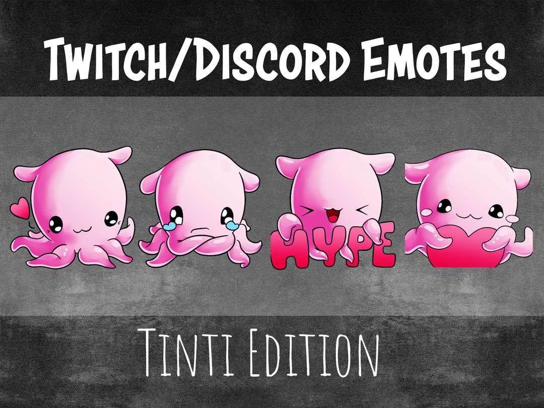 Emotes Twitch Pack Squid Edition Stream Emote Hype Hi Heart/squid ...