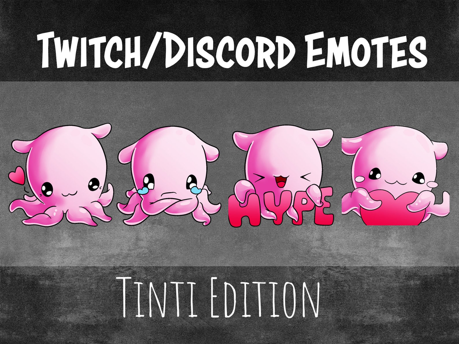 Emotes Twitch Pack Squid Edition Stream Emote Hype Hi Heart/squid ...