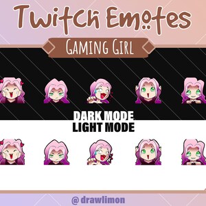 Emotes - Twitch Pack - Gaming Girl Pink Edition - Stream Emote Hype Hi ...