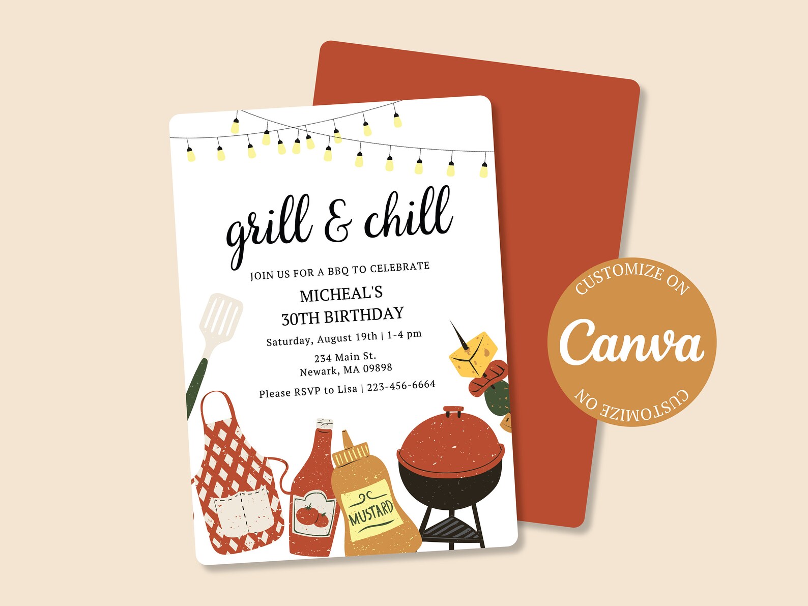 Customizable Grill & Chill Invitation Backyard Barbecue Birthday ...