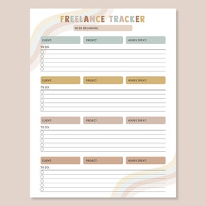 Freelance Tracker Printable Tracker Instant Download Work Planner ...