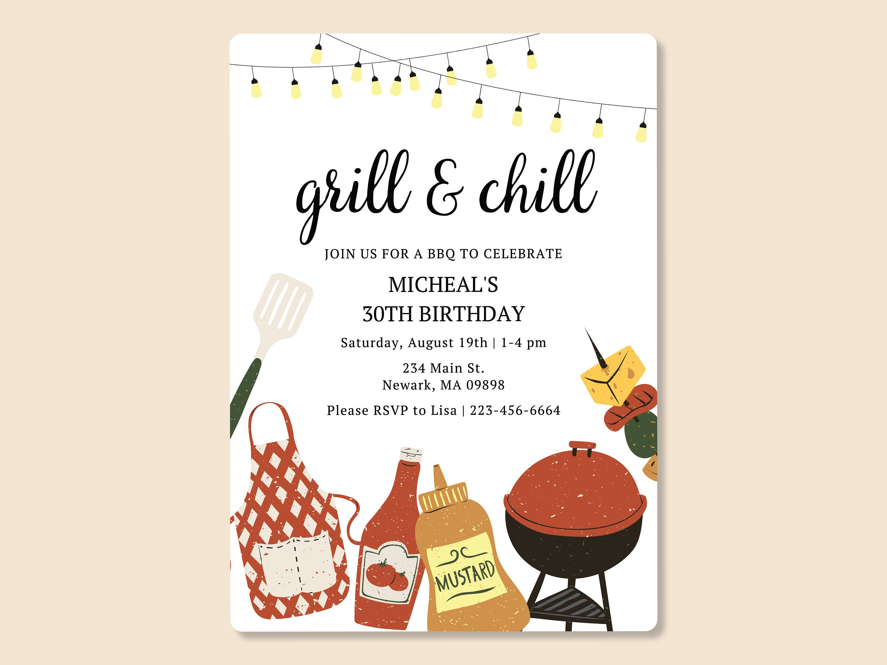 Customizable Grill & Chill Invitation Backyard Barbecue Birthday ...