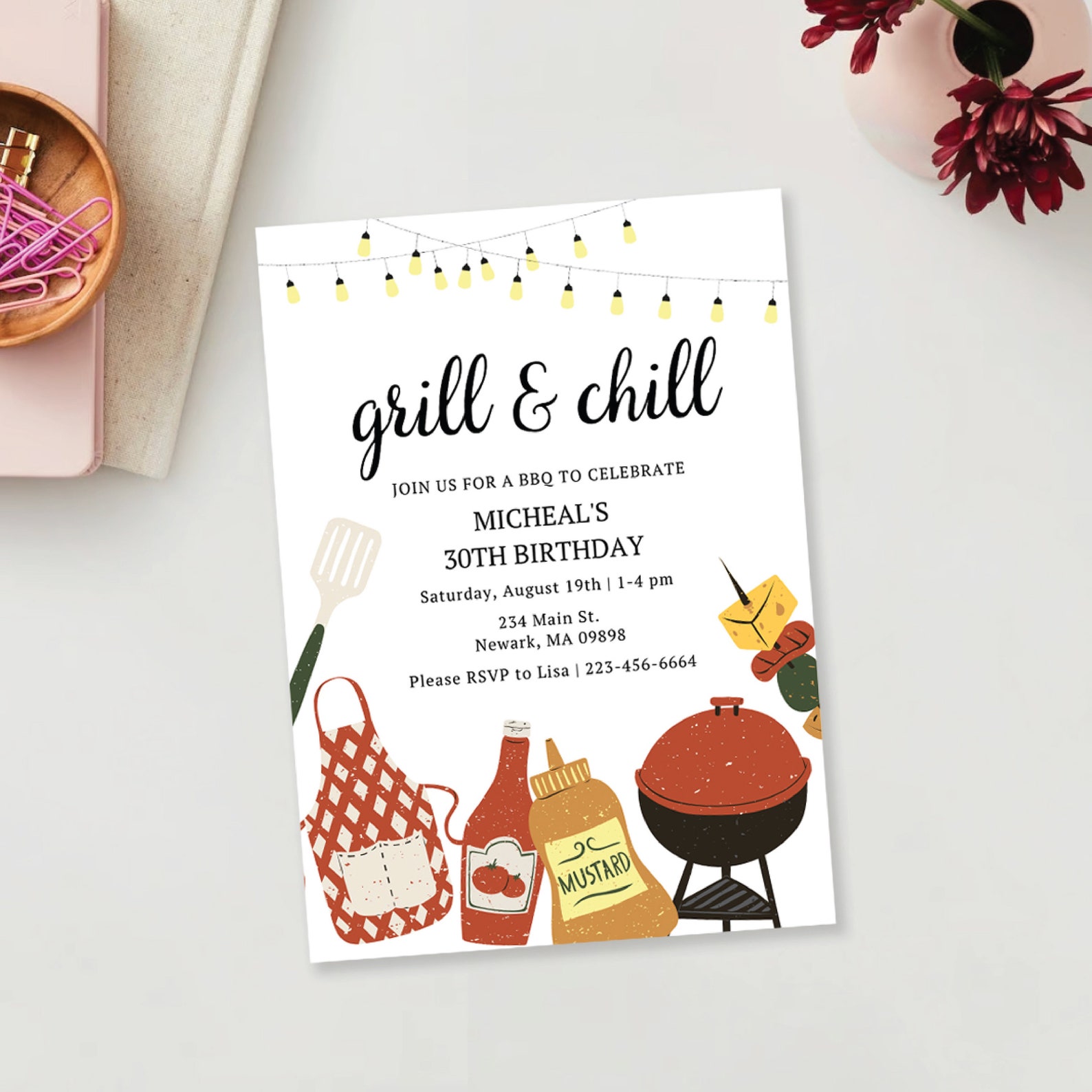 Customizable Grill & Chill Invitation Backyard Barbecue Birthday ...