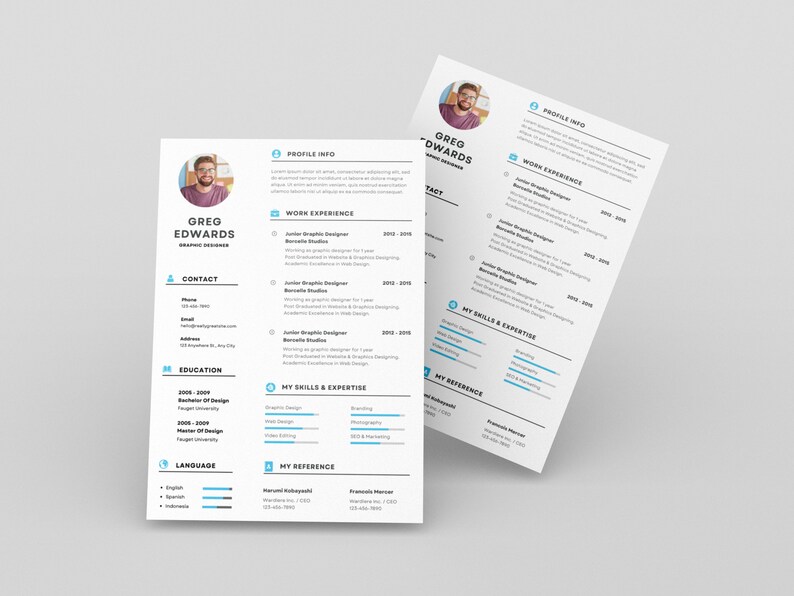 Clean Professional Résumé Template Executive Resume - Etsy