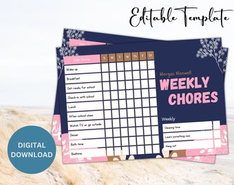 Editable Pastel Rainbow Kids Chore Chat, Chore Chart for Kids, Kids ...