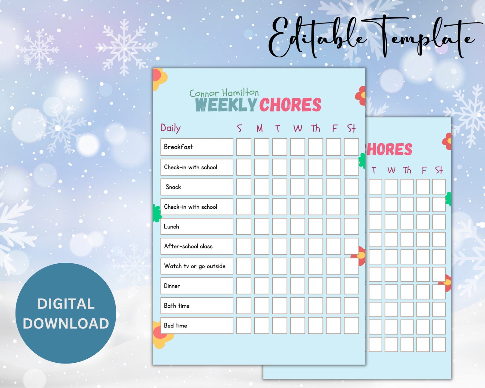 Chore Chart for Kids, Kids Daily Chores, Kids Routine Chart ...