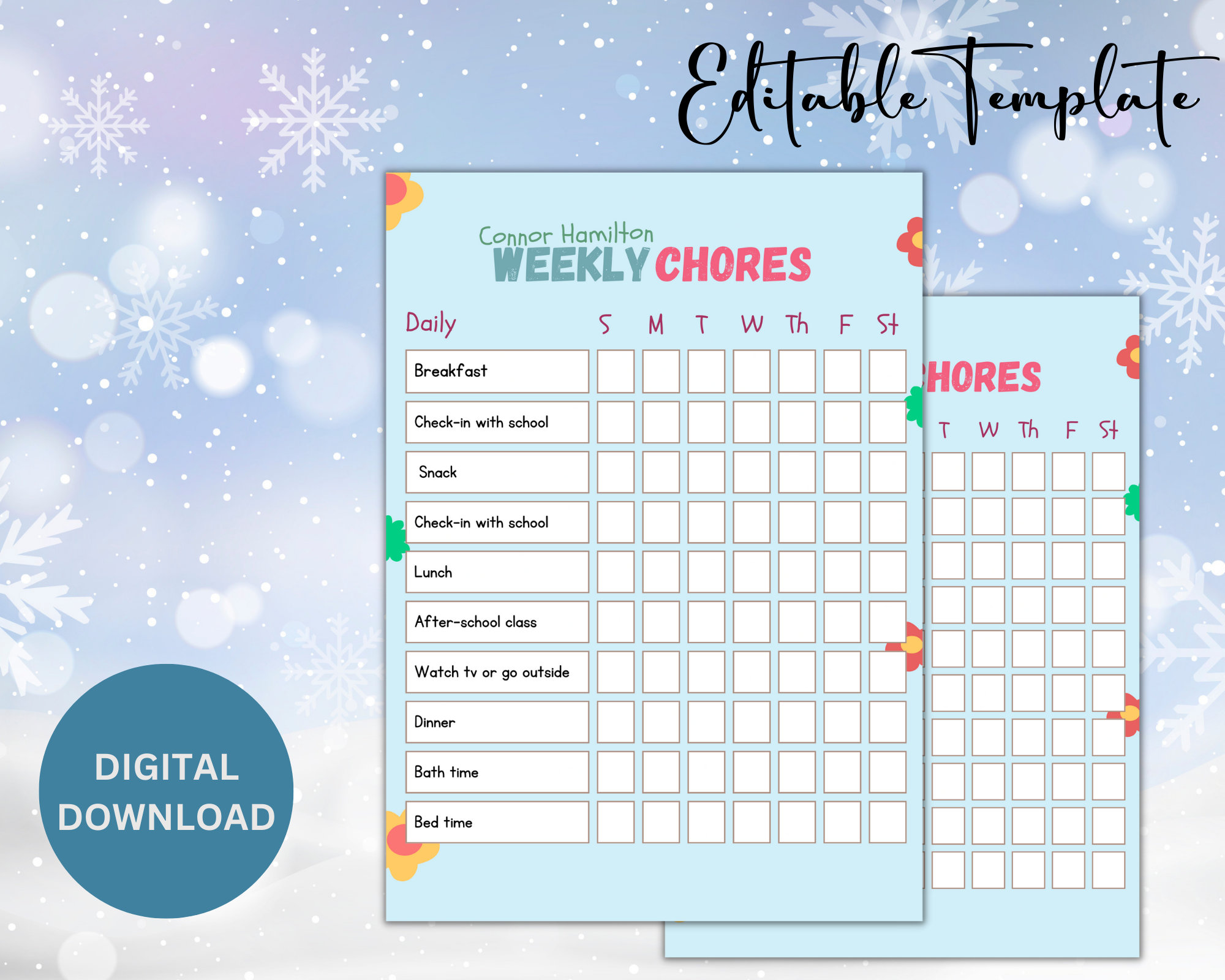 Chore Chart for Kids, Kids Daily Chores, Kids Routine Chart ...