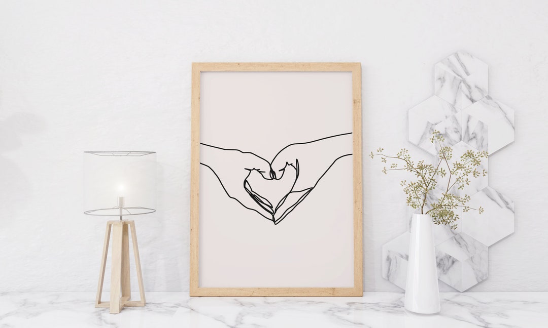 Love You Line Art Prints, Single Line Printable Wall Art, Wall Hanging ...