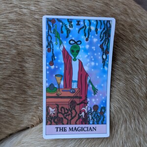 Alien Magician Tarot Card Sticker, Laptop Decal, Tarot Card Magician ...