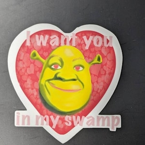 Shrek Sticker, Shrek Gift Idea, Valentine's Day Sticker, Ogre Swamp ...