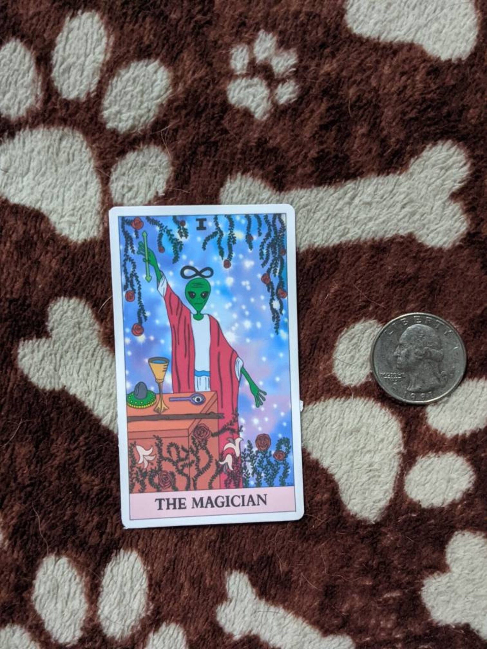 Alien magician tarot card sticker laptop decal tarot card | Etsy