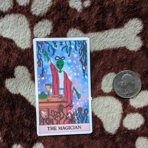 Alien Magician Tarot Card Sticker, Laptop Decal, Tarot Card Magician ...