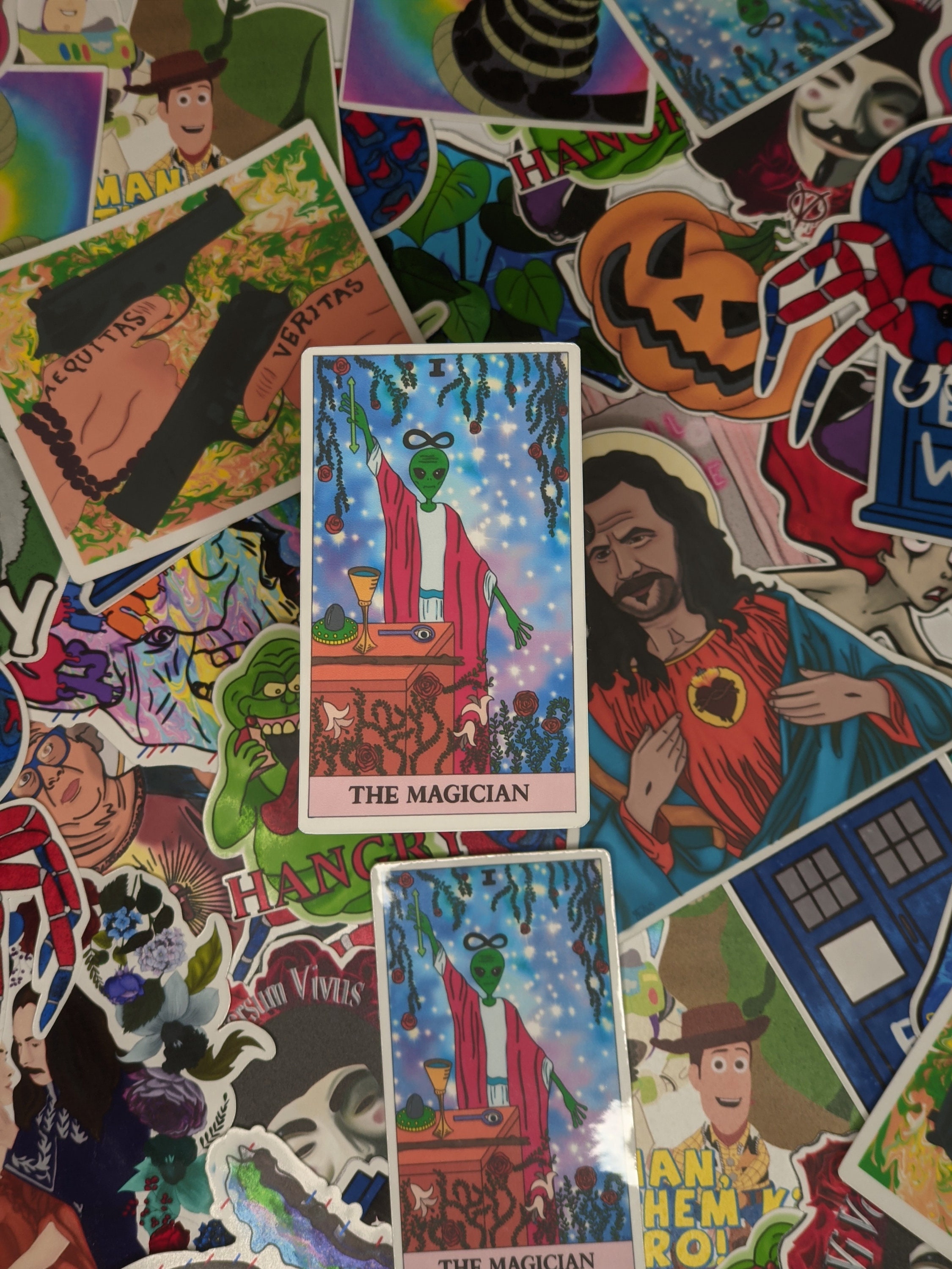 Alien magician tarot card sticker laptop decal tarot card | Etsy