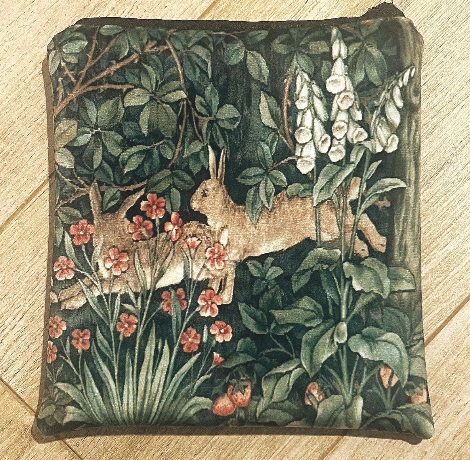 Velvet Zipped Bag William Morris Rabbits Design Handmade Unique ...