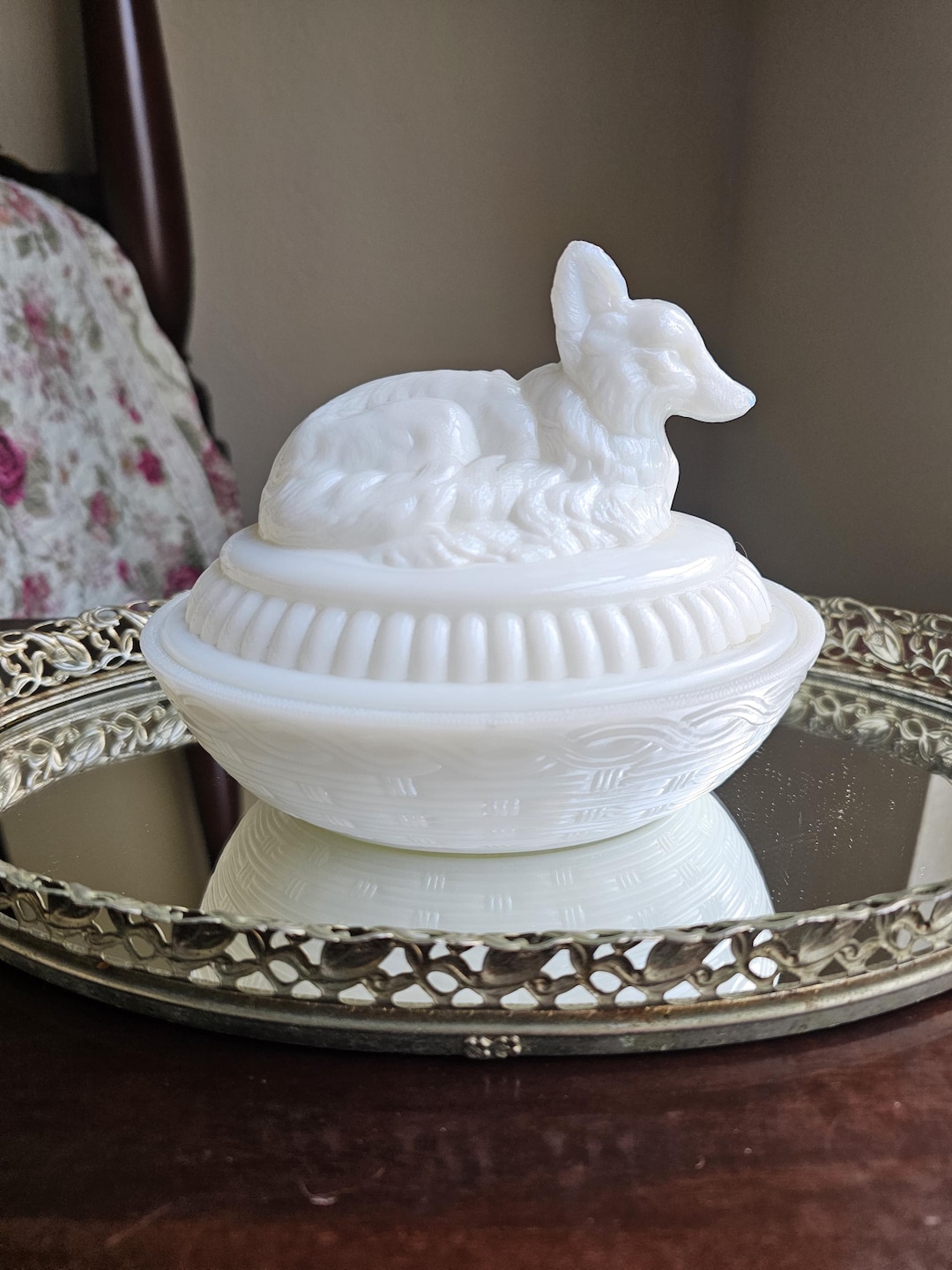 Vintage Mid-century Westmoreland Milk Glass Lidded Fox Dish - Etsy