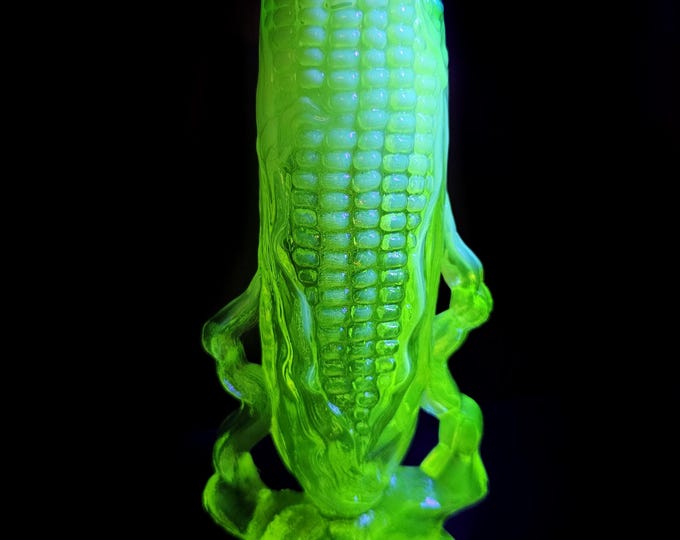 Vintage Uranium Glass Corn Vase | Opalescent Glass | LG Wright ...