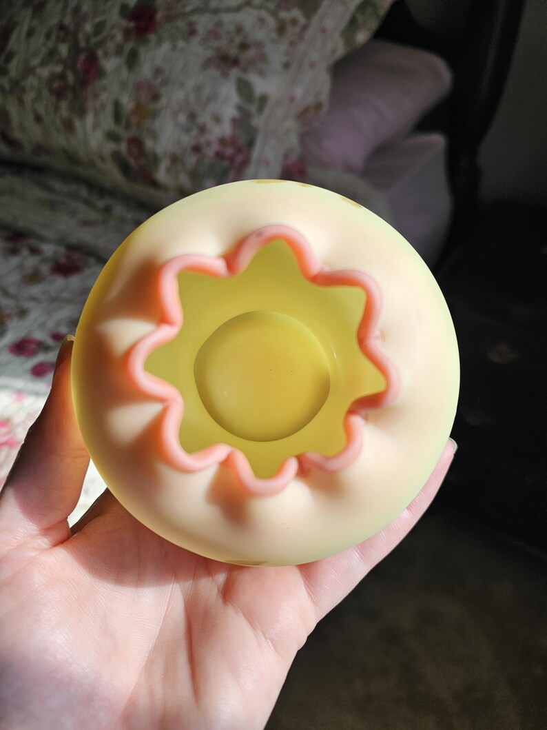 1970s Fenton Louise Piper Burmese Rose Bowl Uranium Glass Louise Piper ...
